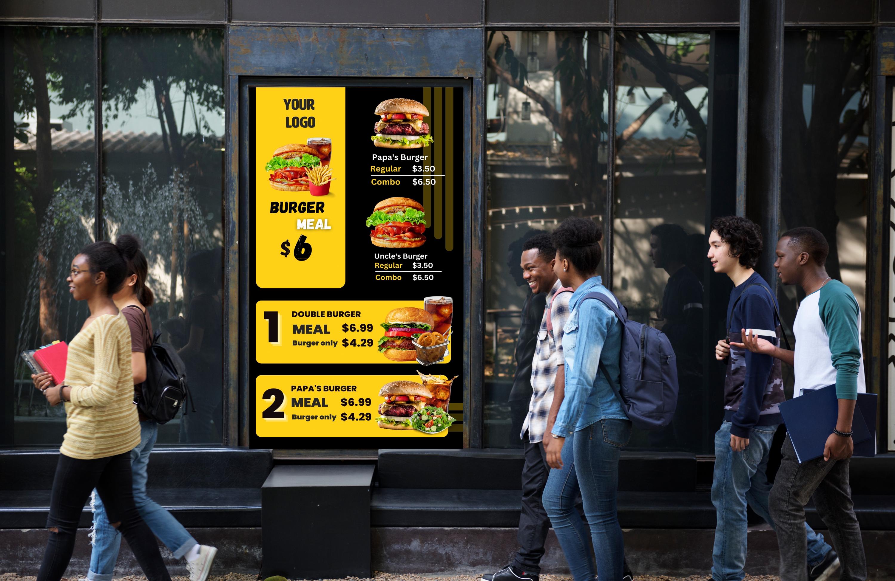 Vertical TV Restaurant Menu Board: Editable Digital Signage Mockup - Etsy