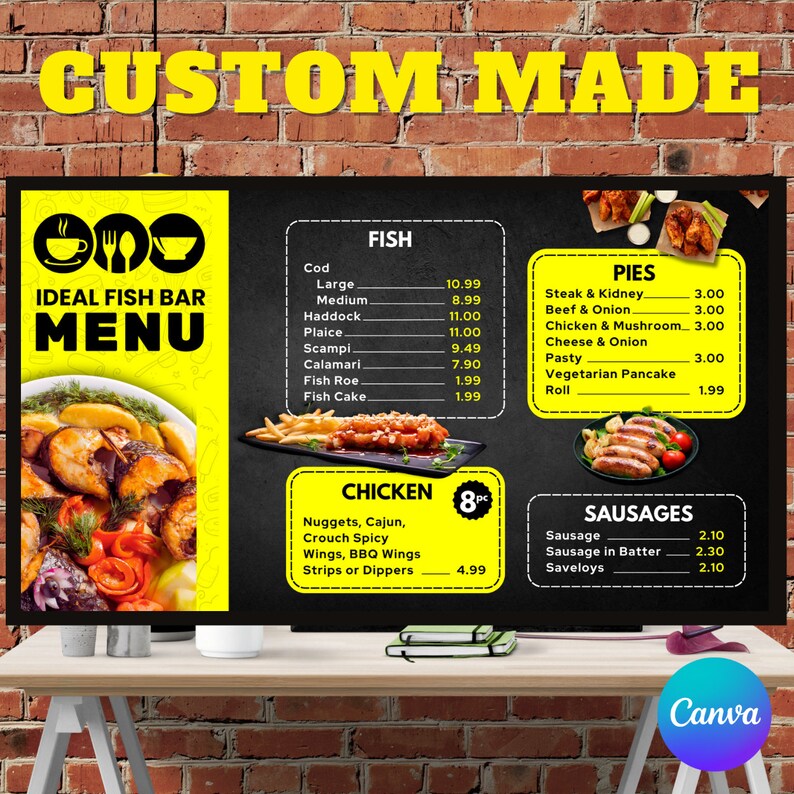 Digital TV Menu Board Templates – Restaurant Menu Designs (canva) - Etsy