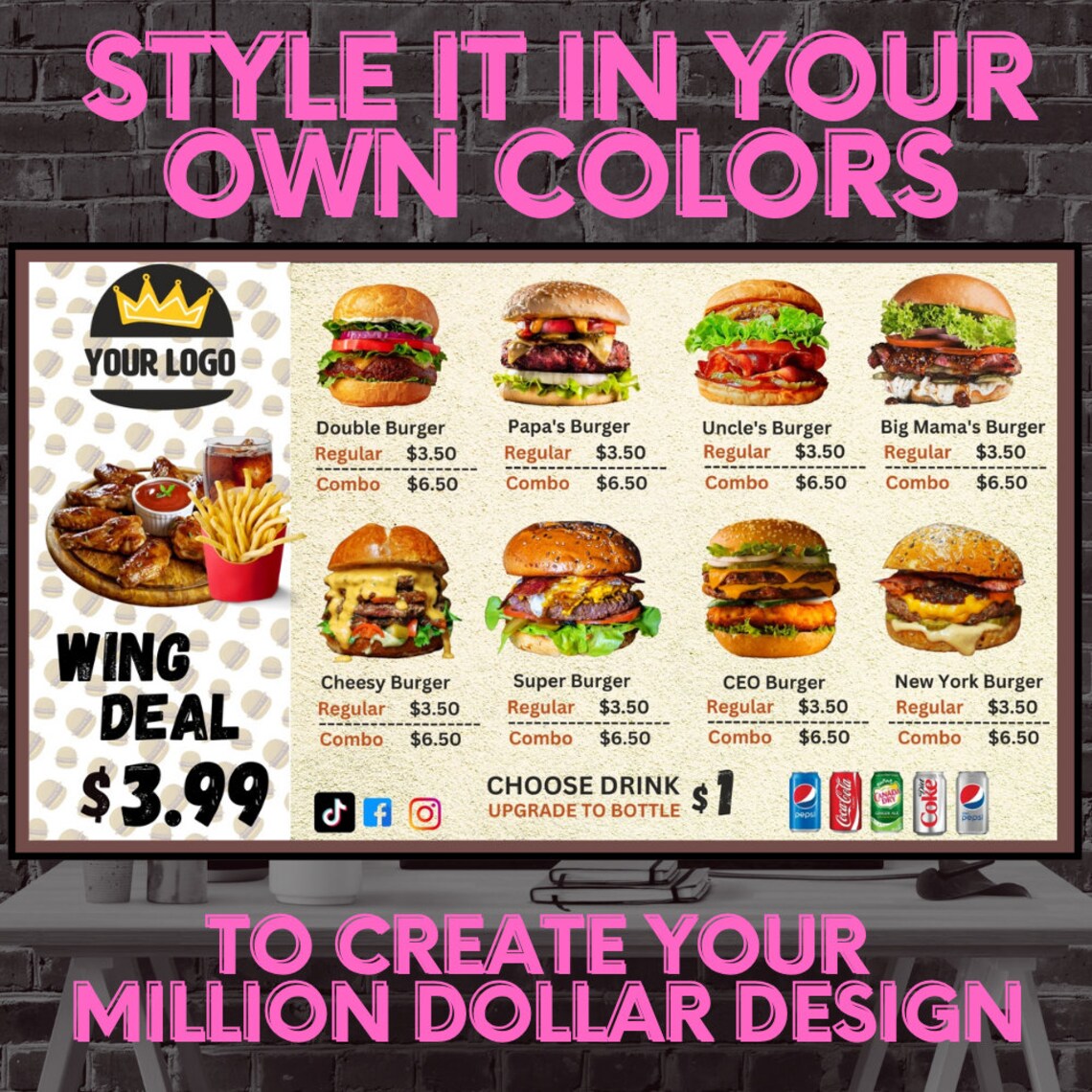 Fast Food Animated TV Menu Templates (burger, Pizza, Featured Items ...