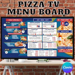 Blue and Red Pizza TV MENU Board Fully Editable High-resolution TV ...