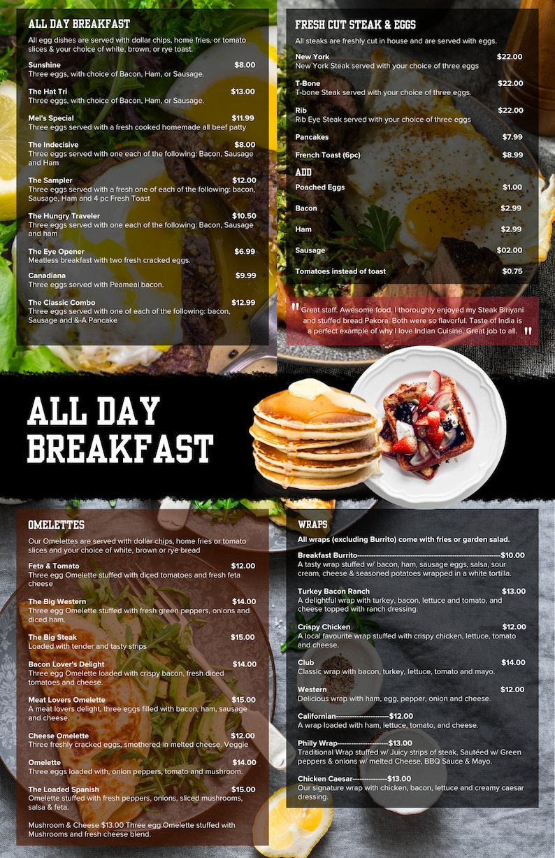 Canva Restaurant Menu Template: Trifold, Steakhouse, Pizza TV Menu ...