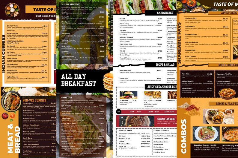 9 in 1 Done for You Canva Menu Template - Trifold Menu Template + 11x7 ...