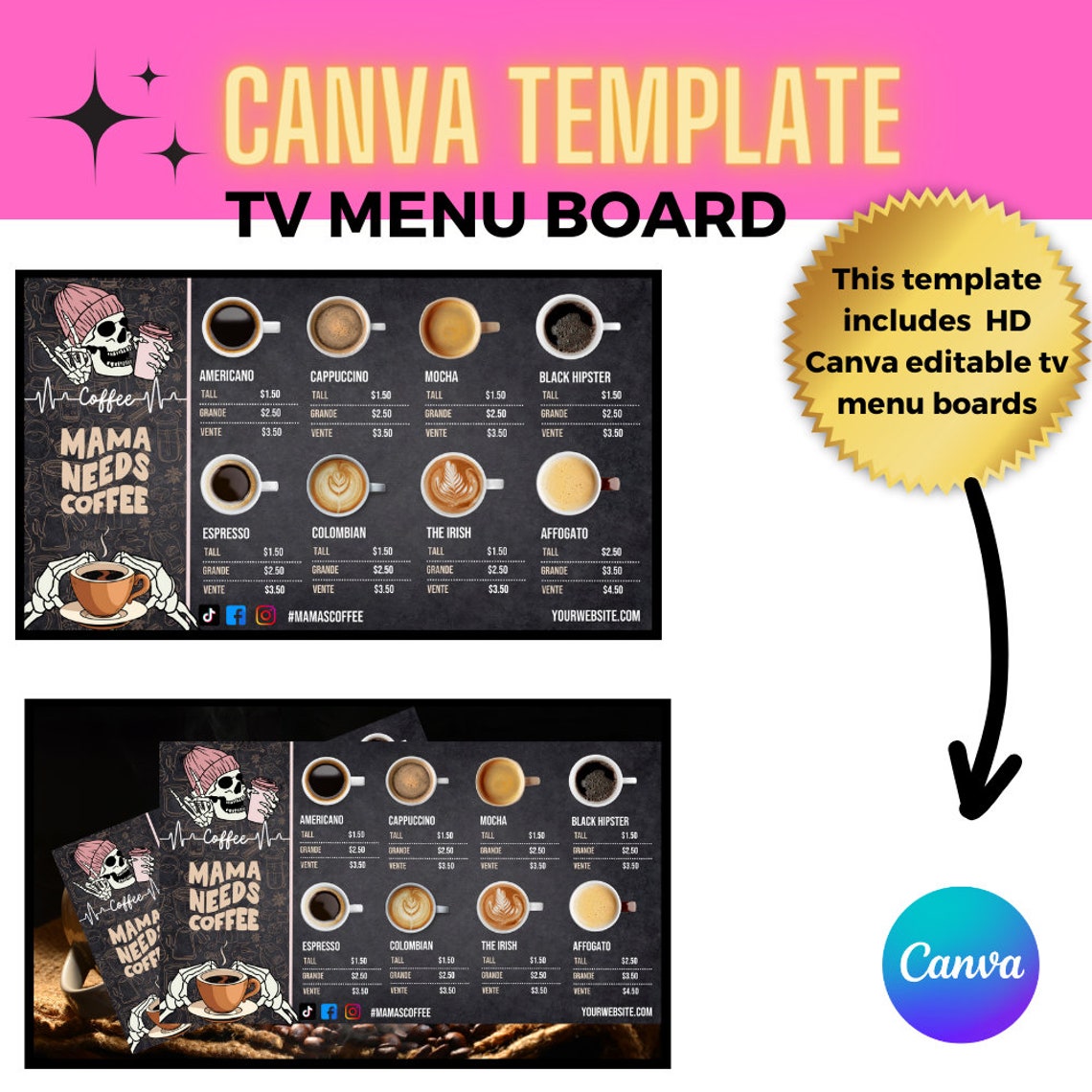 COFFEE MENU Pack - Digital Download Done for You - Fully Editable ...