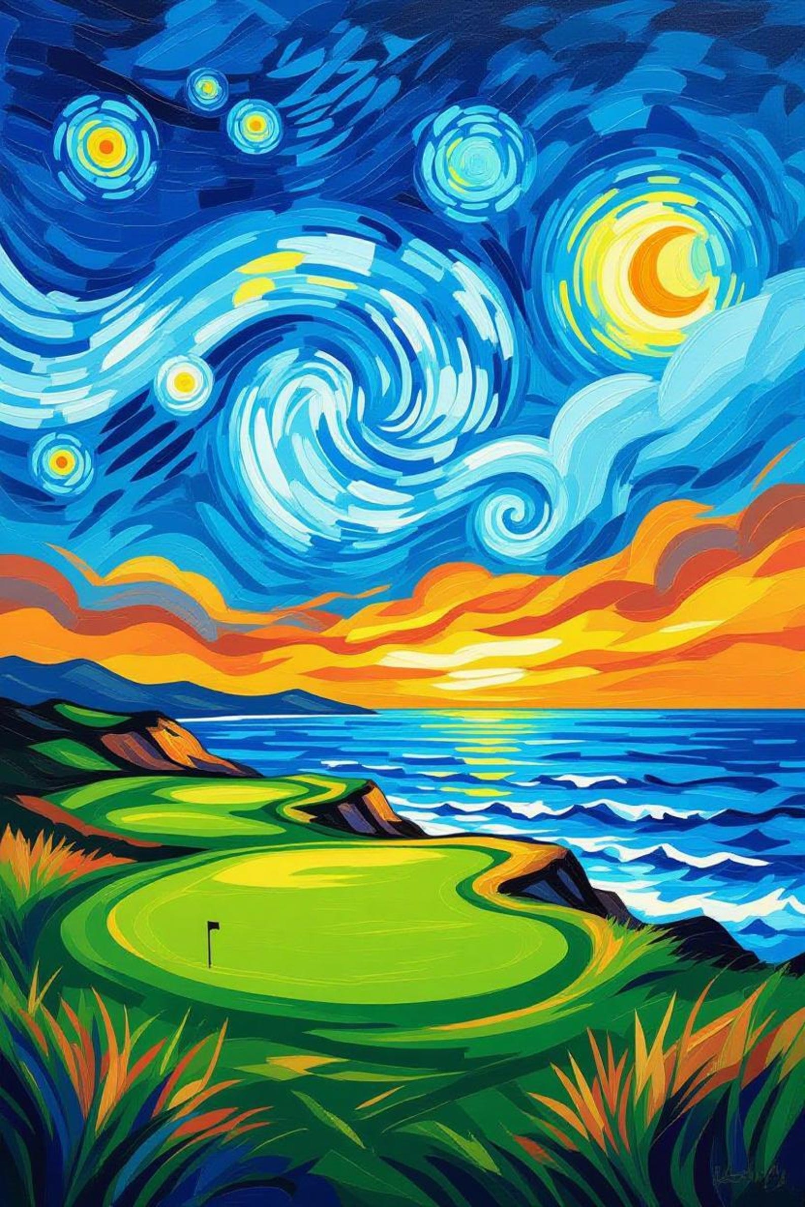 The Starry Green - Golf Digital Art Print - Etsy