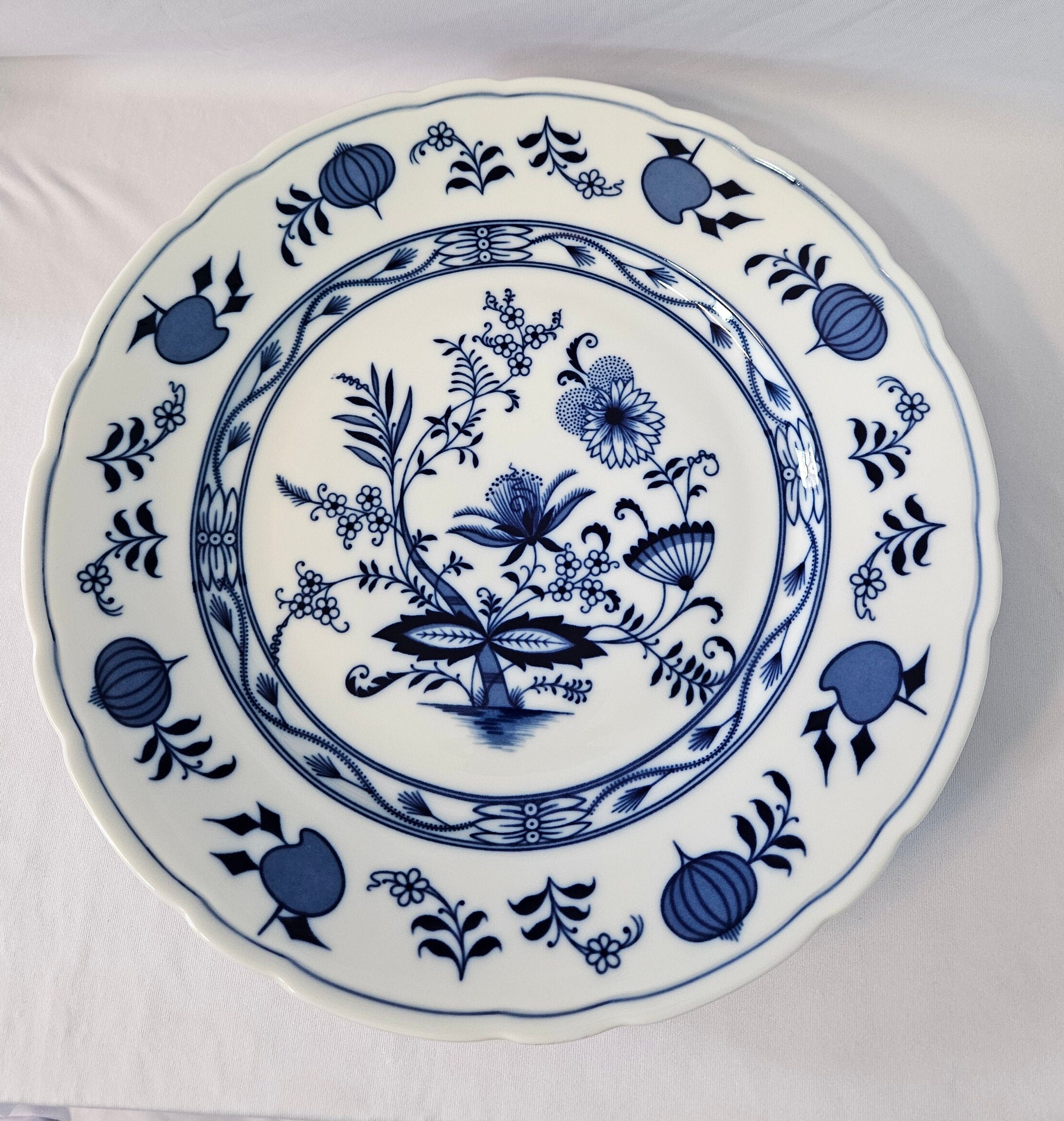 Vintage Bavarian Blue China Round Vegetable Platter - Etsy