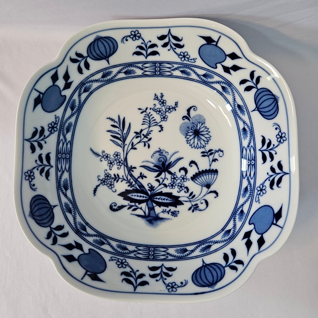 Vintage Bavarian Blue China Square Salad Bowl - Etsy