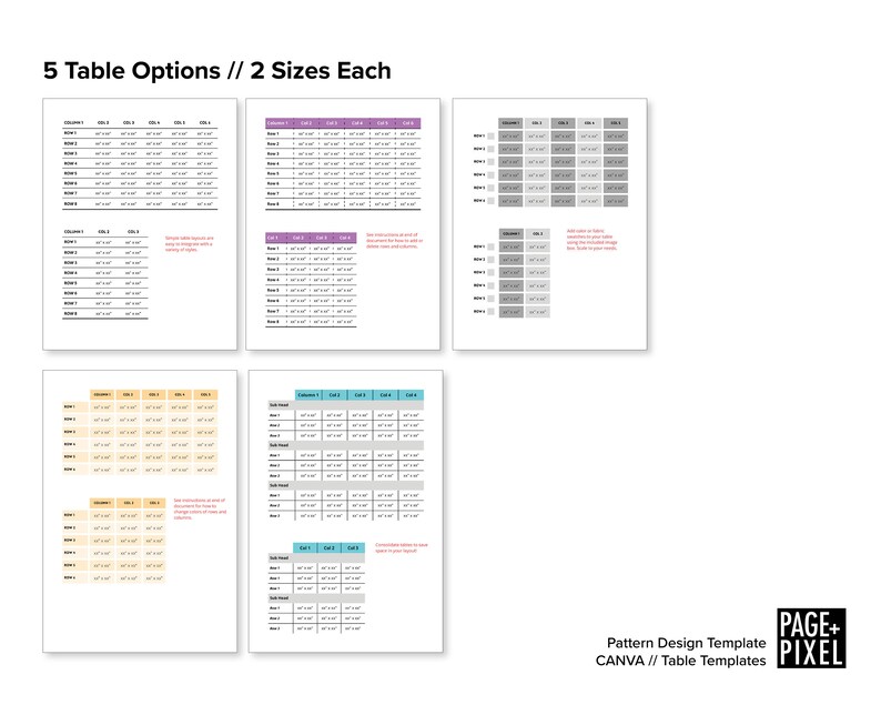 CANVA Table Templates - Etsy