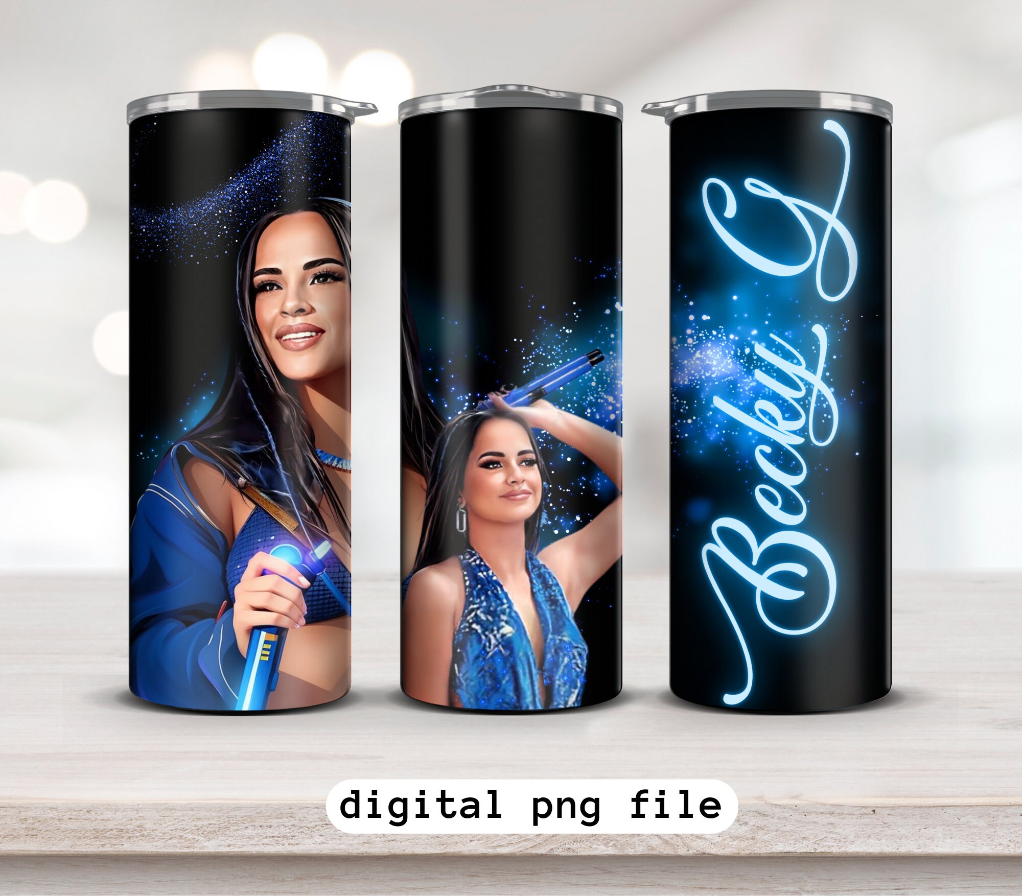 Becky G / Blue & Black Digital Png File / Becky G Sublimation Tumbler ...
