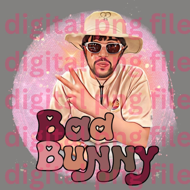 Bad Bunny Tan / Pink Digital Png File / Bad Bunny Cartoon - Etsy