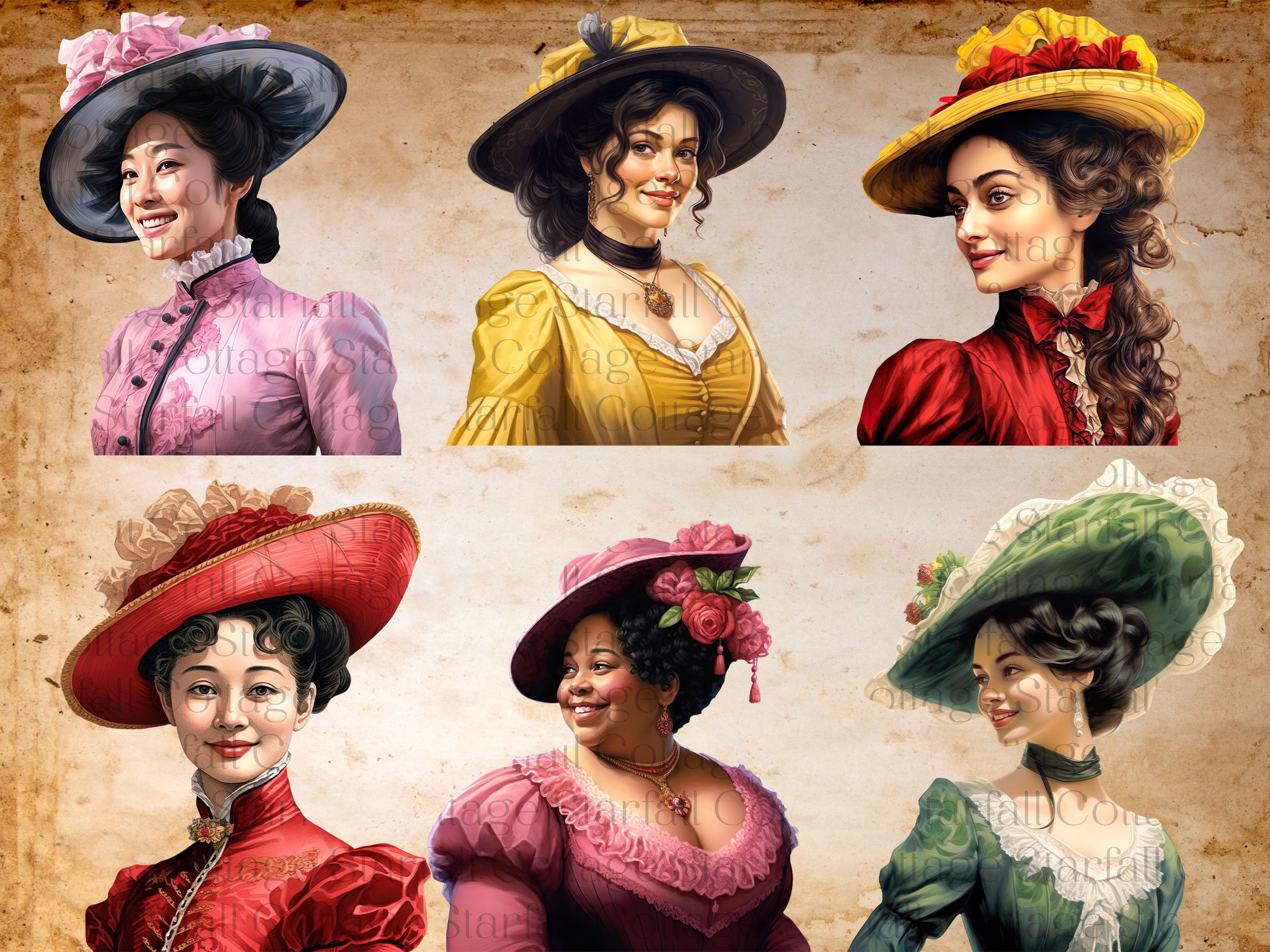 25 Diverse Victorian Ladies PNG Clipart Bundle Graphics - Etsy