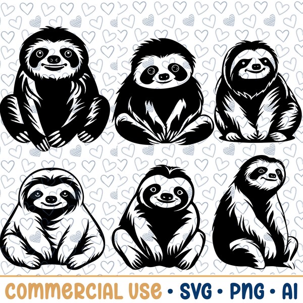 Cute Sloth Svg - Etsy