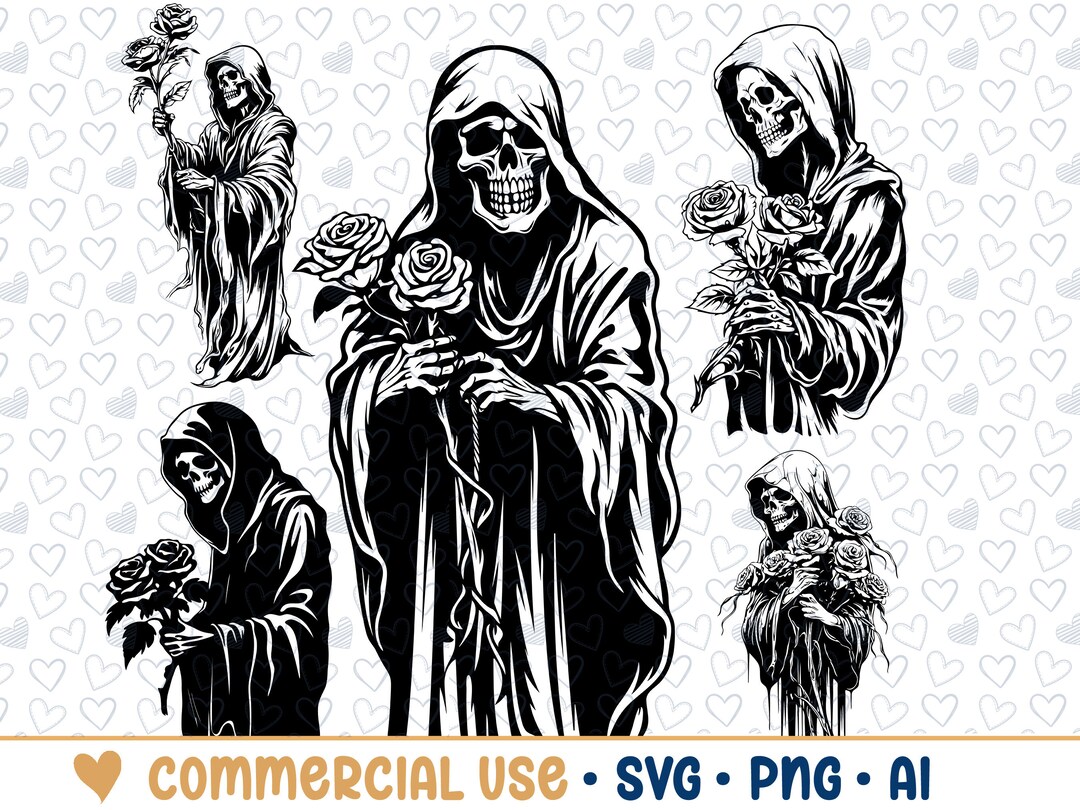 5 Grim Reaper SVG Bundle, Reaper Silhouette, Png,vector, Commercial Use ...