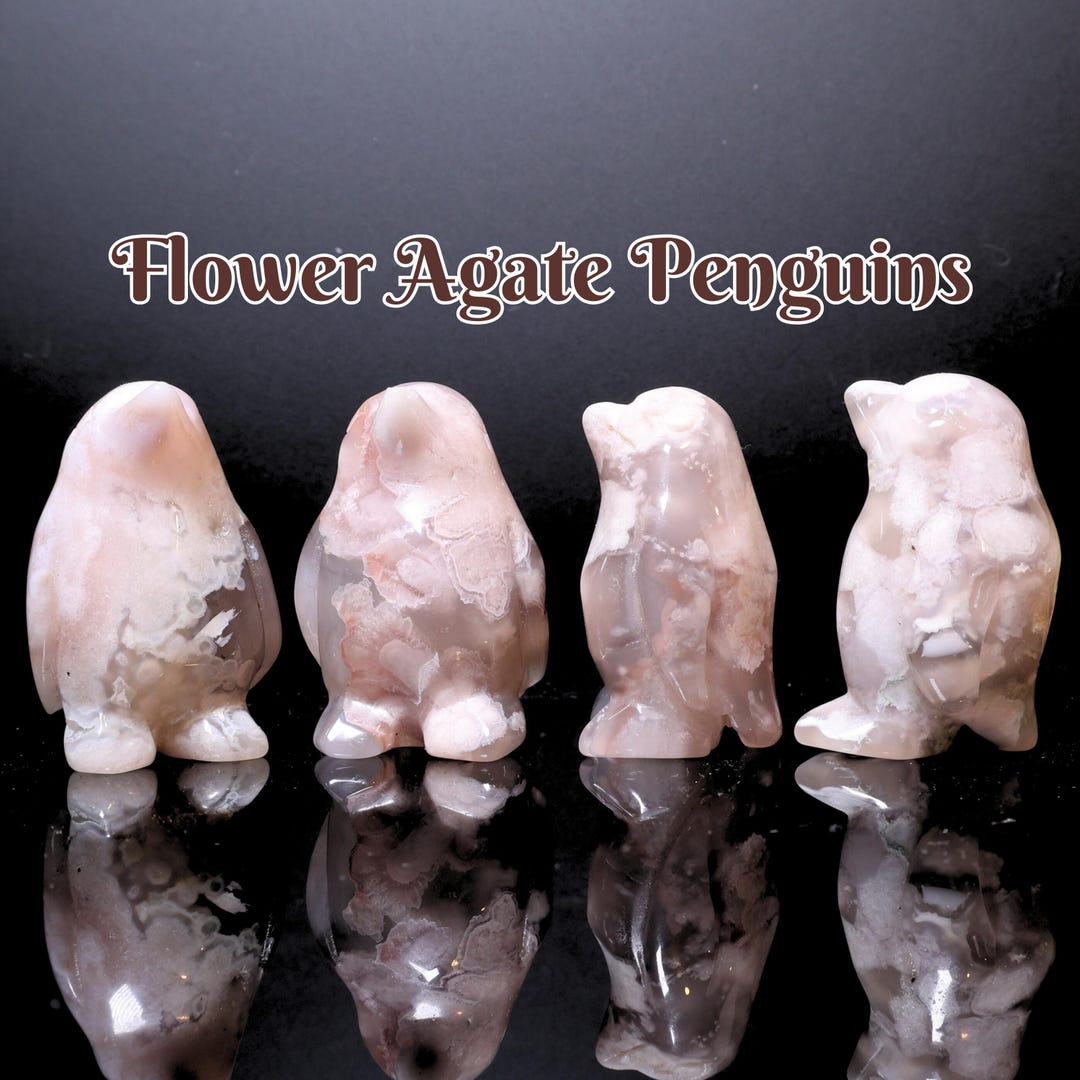 Cute Flower Agate Penguins|crystal Decoration|crystal Gifts for Her ...