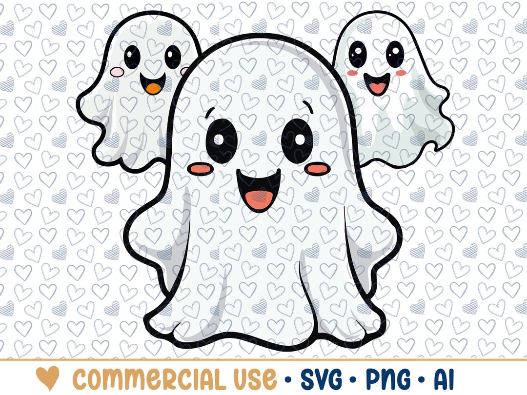 3 Cute Ghosts SVG Bundle, Ghost Silhouette, Png,vector, Commercial Use ...