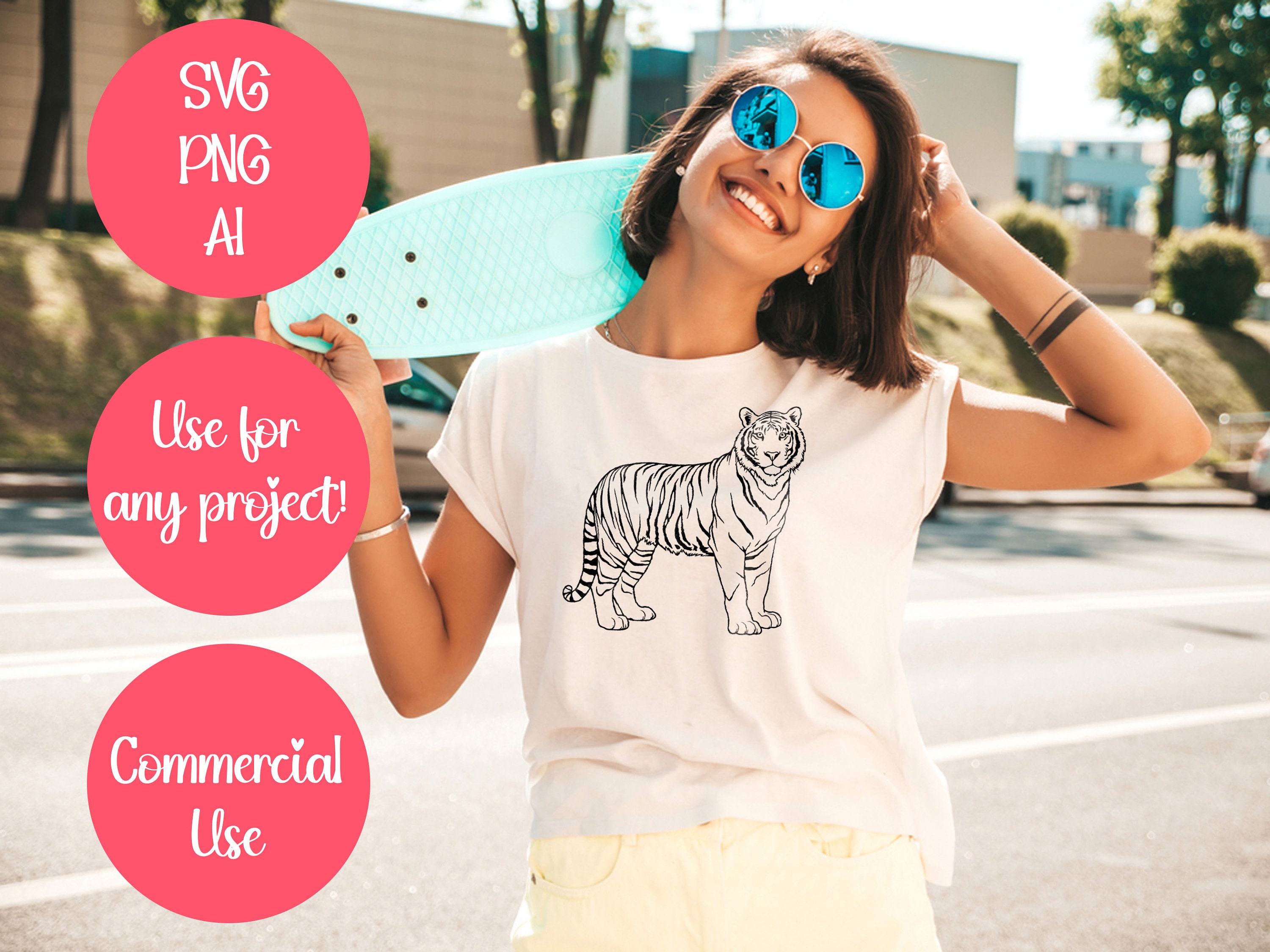 4 Tiger SVG Bundle, Tiger Silhouette, Png,vector, Commercial Use ...