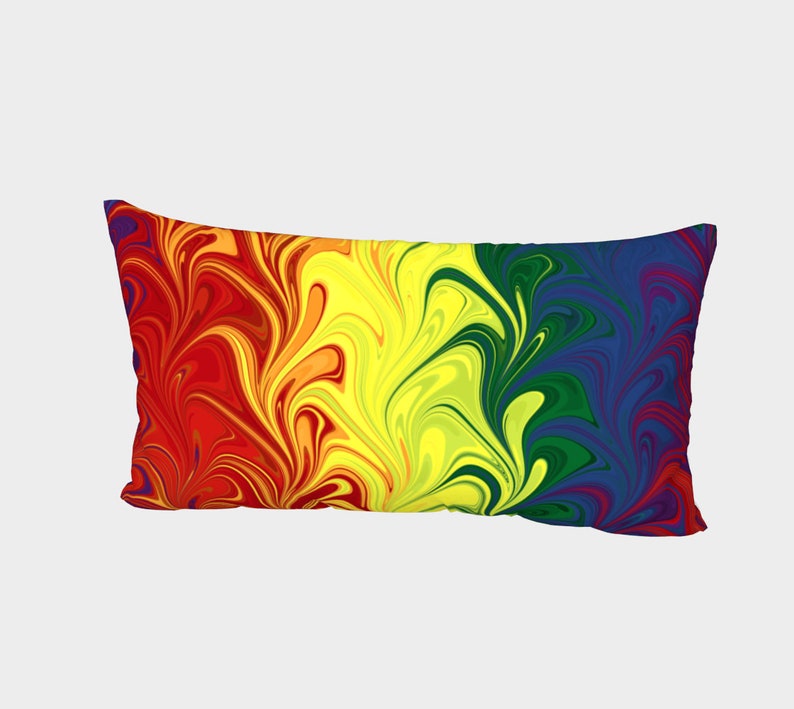 Swirly Psychedelic Gay Pride Flag Pillow Sham, Standard or King Size ...