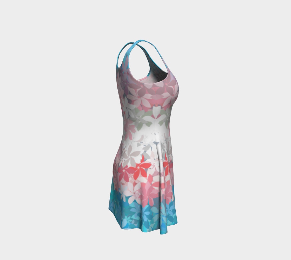 Abstract Floral Trans Pride Flag Polyester Flare Dress - Etsy