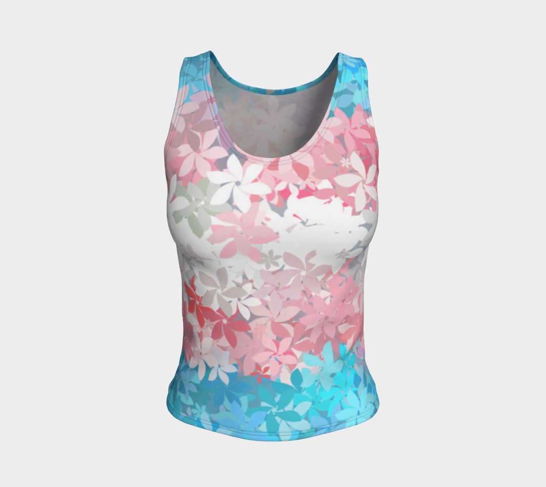 Abstract Floral Trans Pride Flag Polyester Fitted Tank Top - Etsy