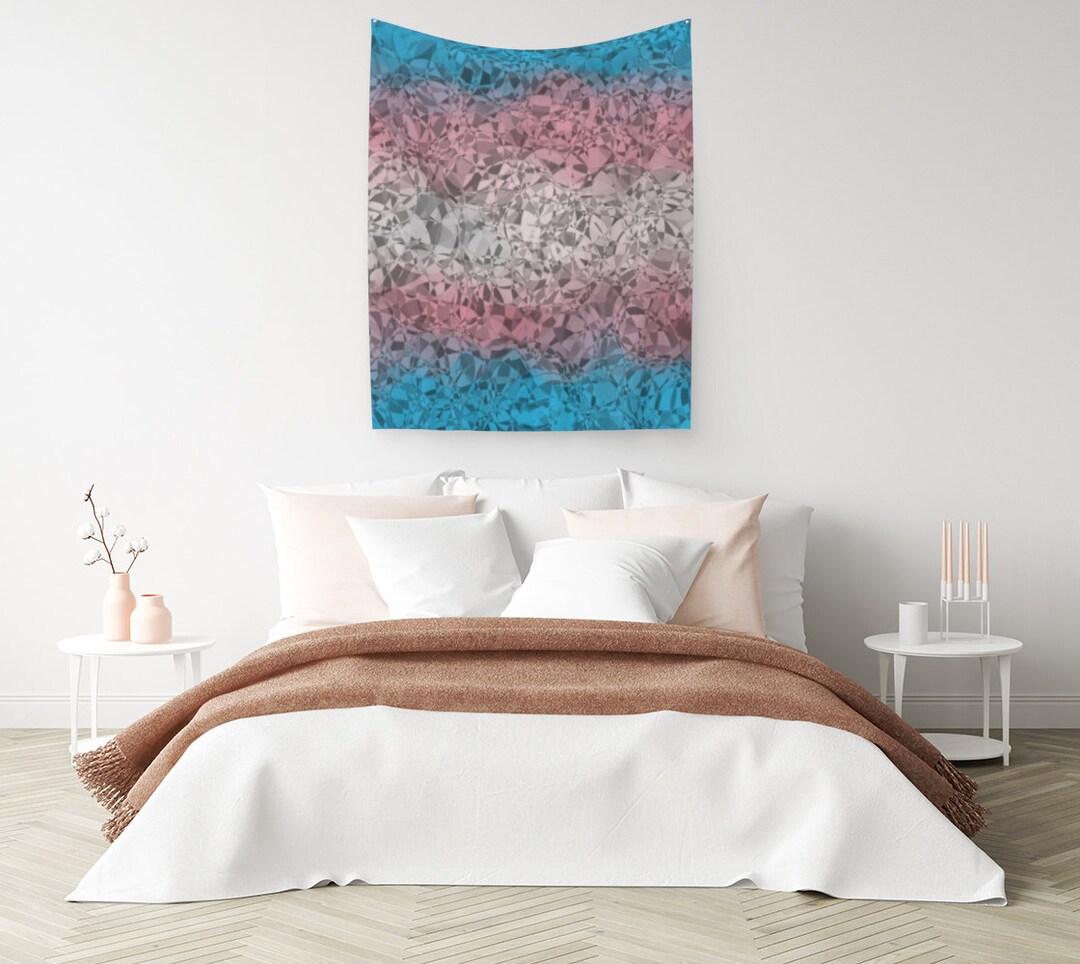 Funky Grungy Boho Abstract Trans Pride Flag Cotton Sateen Wall Tapestry ...