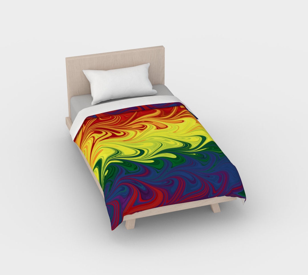 Swirly Psychedelic Gay Pride Flag Cotton Sateen Duvet Cover - Etsy