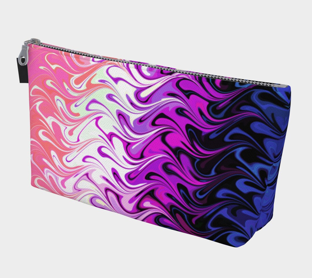 Trippy Squiggly Wavy Groovy Psychedelic Funky Abstract Genderfluid Pride Flag Makeup Bag/clutch ...