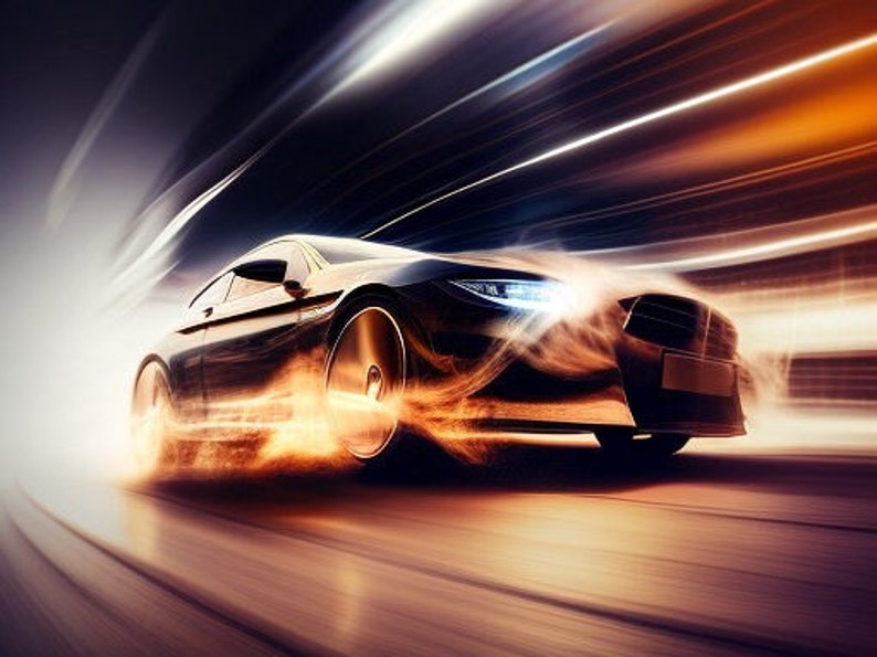 Fast Cars Vibrant City Lights Digital Posters - Etsy