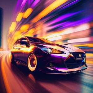 Fast Cars Vibrant City Lights Digital Posters - Etsy