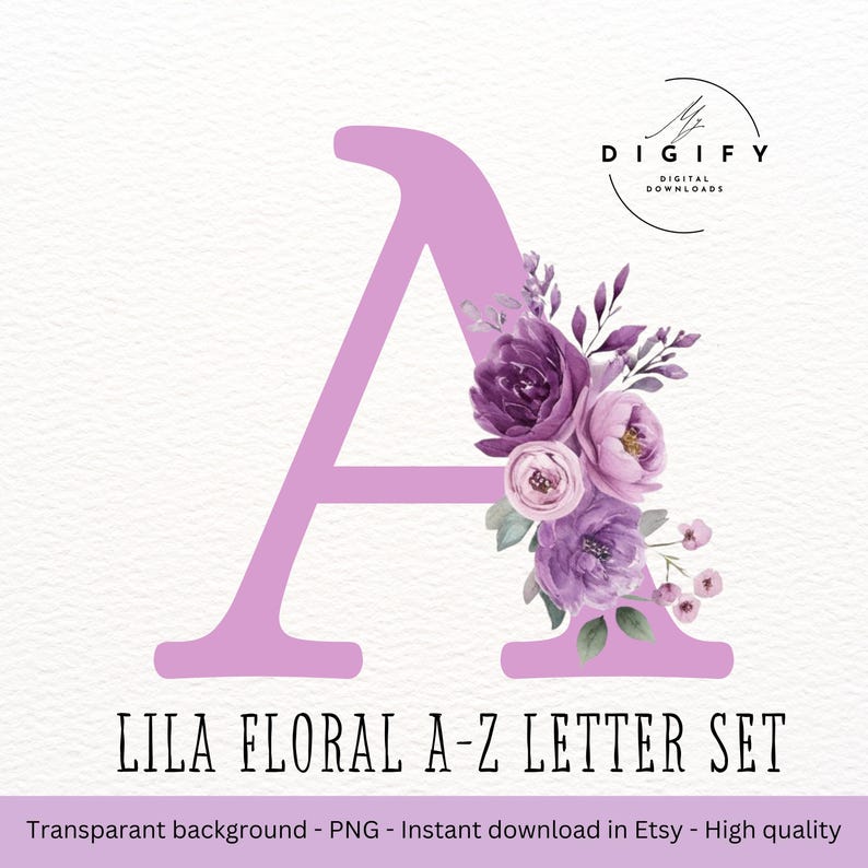 Purple Flower Alphabet Letters - Purple Floral PNG - Purple Flower ...