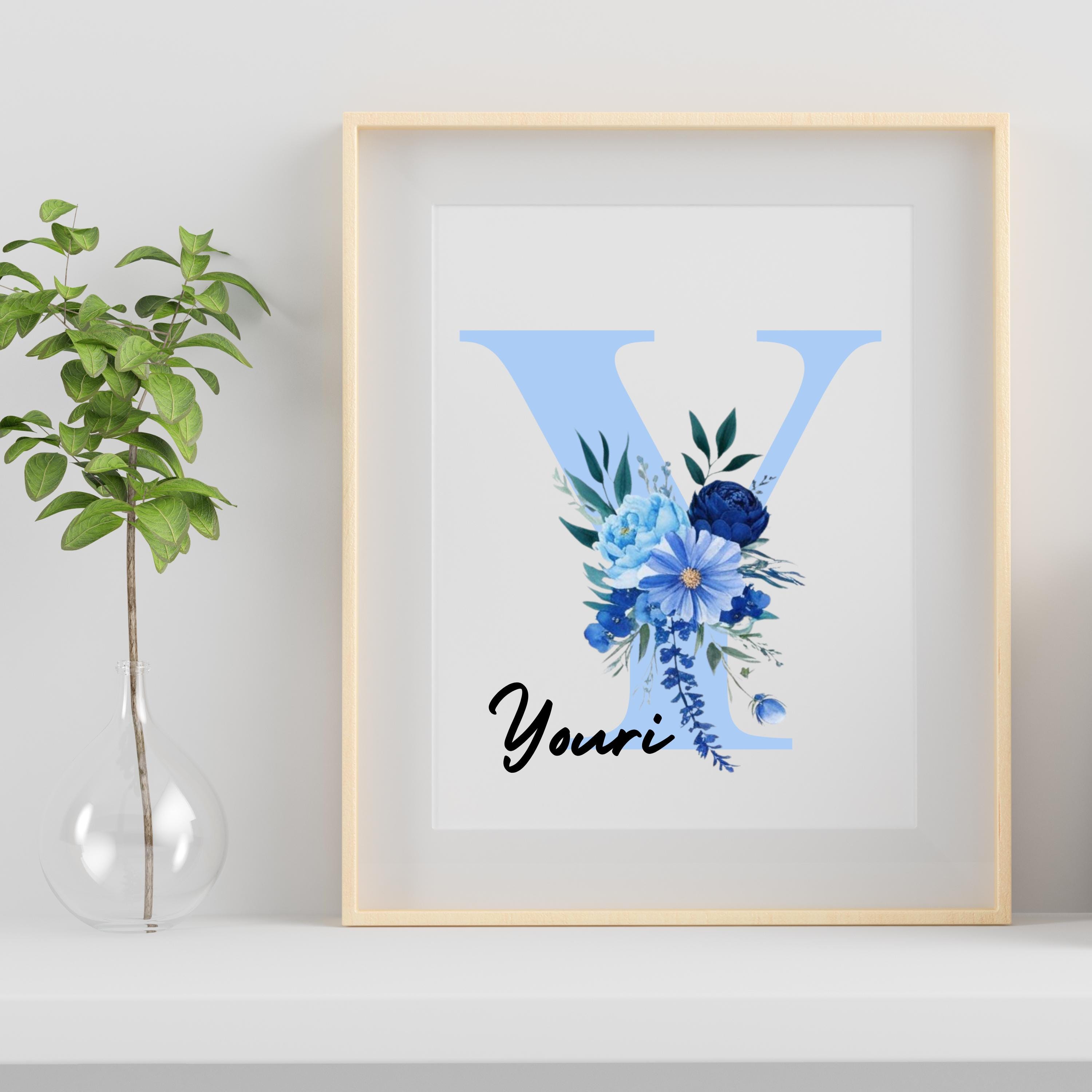 Blue Floral Letter PNG - Watercolor Floral Letters PNG - Alphabet ...