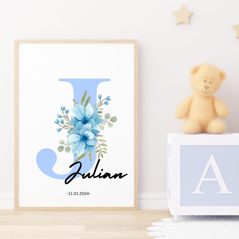 Blue Floral Alphabet Clipart - Alphabet PNG - Cute Flower Clipart ...