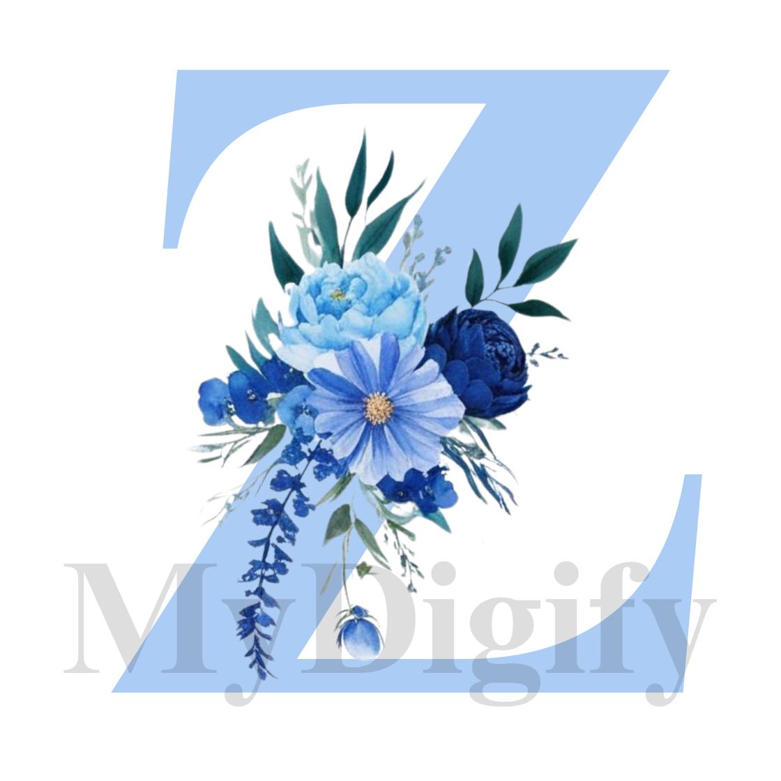 Blue Floral Letter PNG - Watercolor Floral Letters PNG - Alphabet ...
