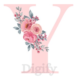 Pink Floral Alphabet Clipart - Alphabet PNG - Cute Flower- Boho - Baby ...