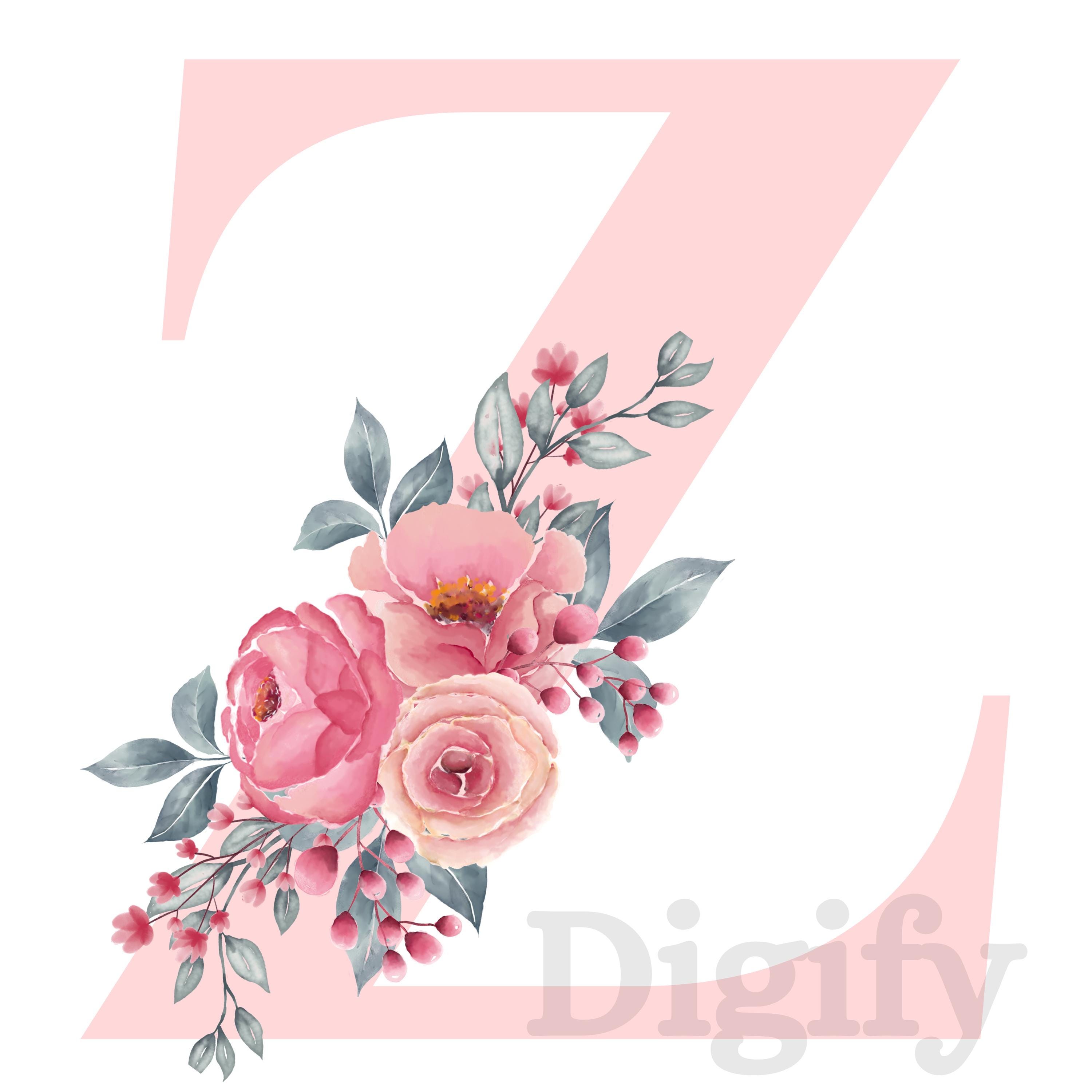 Pink Floral Alphabet Clipart - Alphabet PNG - Cute Flower- Boho - Baby ...