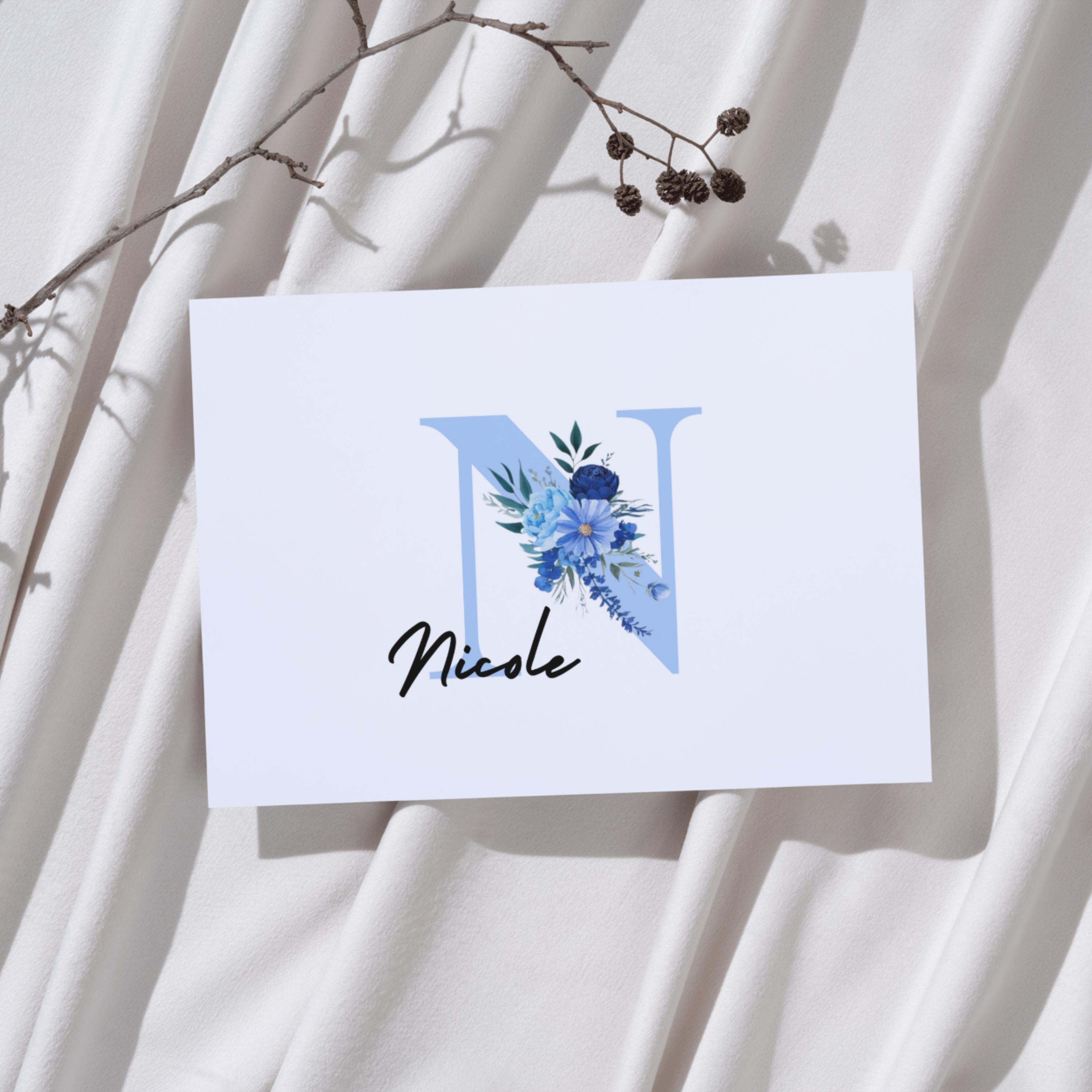 Blue Floral Letter PNG - Watercolor Floral Letters PNG - Alphabet ...