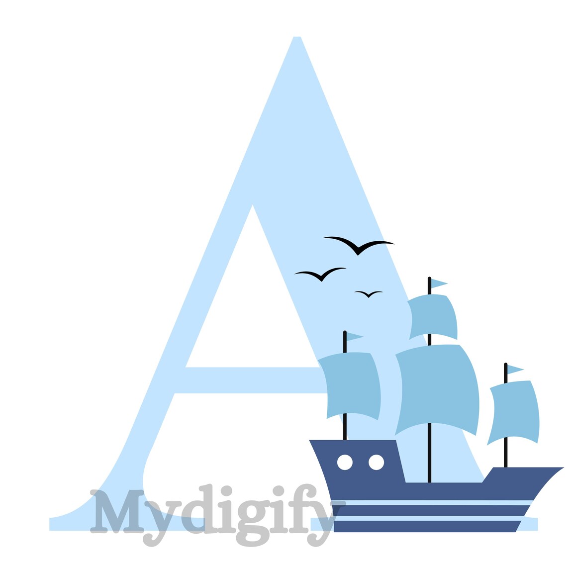 Cute Alphabet Clipart, Blue Alphabet PNG, Baby Milestone Clipart, Cute ...