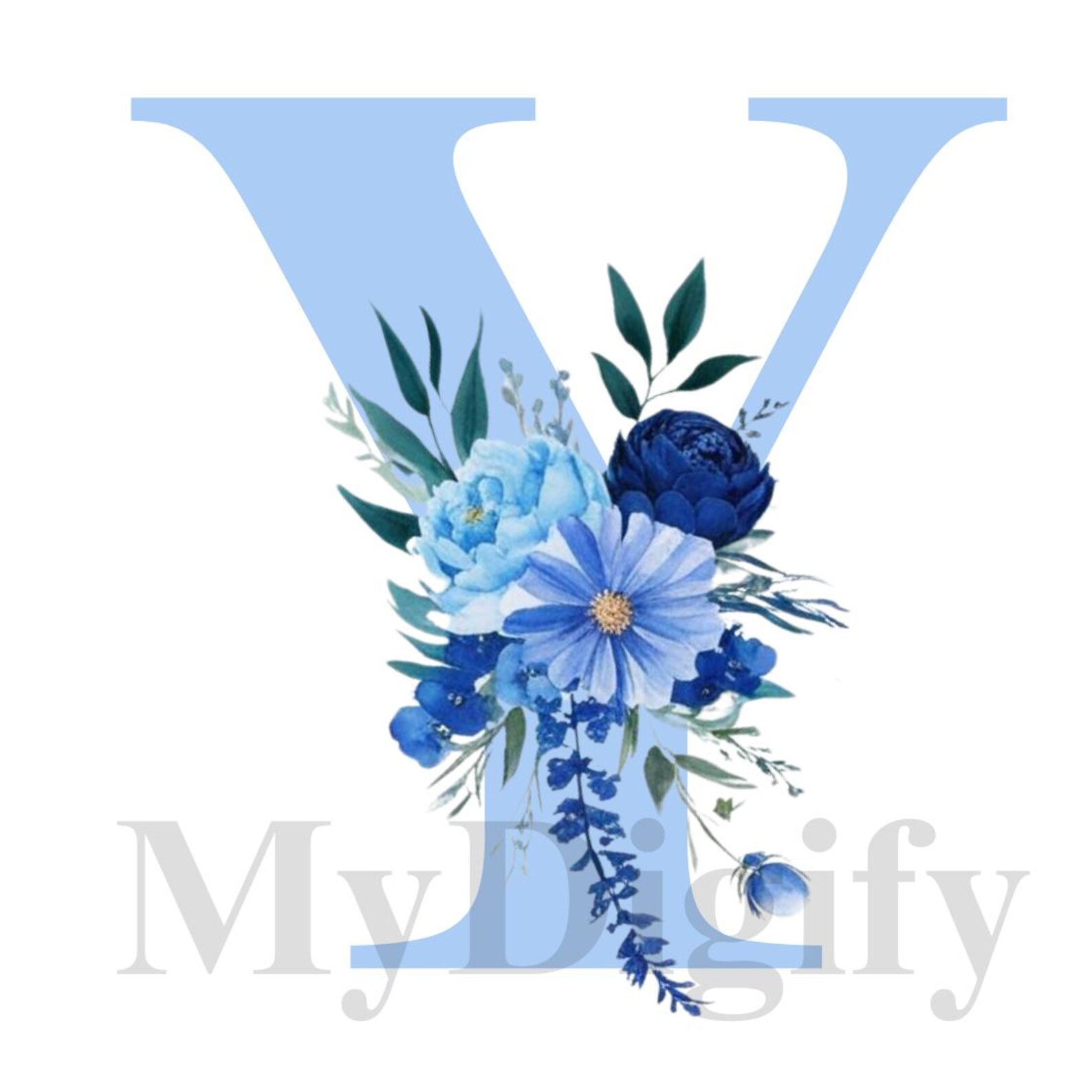 Blue Floral Letter PNG - Watercolor Floral Letters PNG - Alphabet ...