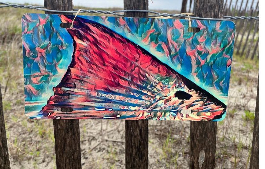 Salty Dave’s Redfish Tail Fishing License Plate, Redfish Art, License ...