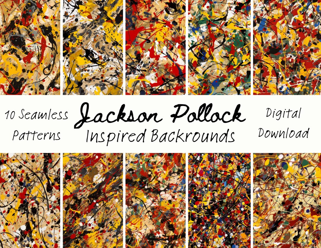 Jackson Pollock Inspired Backgrounds, 10 Digital Patterns, Prints for ...