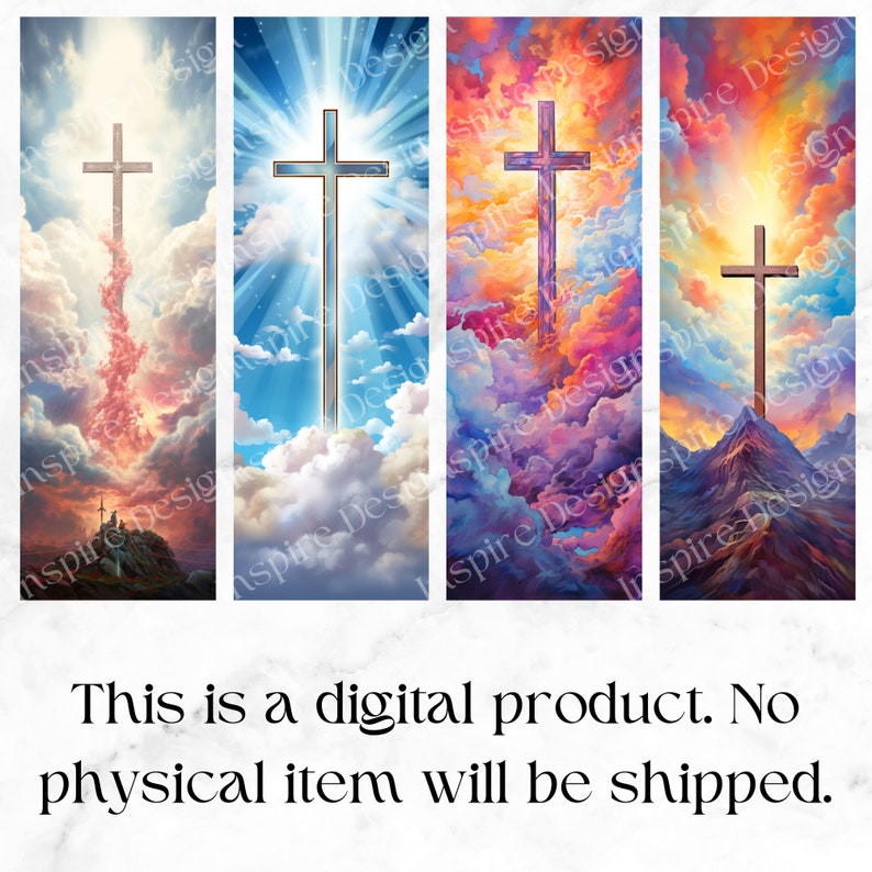 Cross Printable Bookmarks, 8 Digital Designs, 2 X 6 Inch, Separate PNG ...