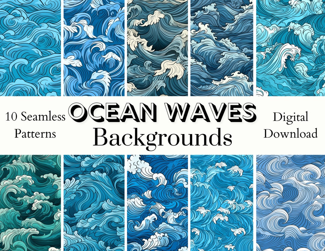 Ocean Waves Background, 10 Digital Papers, Printable Patterns for ...
