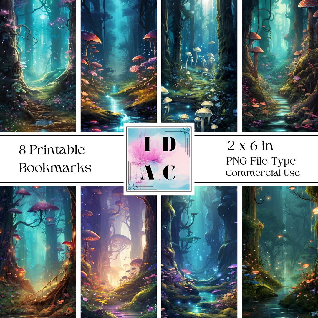 Magical Forest Printable Bookmarks, 8 Digital Designs, 2 X 6 Inch ...