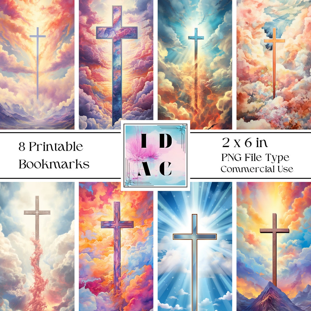 Cross Printable Bookmarks, 8 Digital Designs, 2 X 6 Inch, Separate PNG ...
