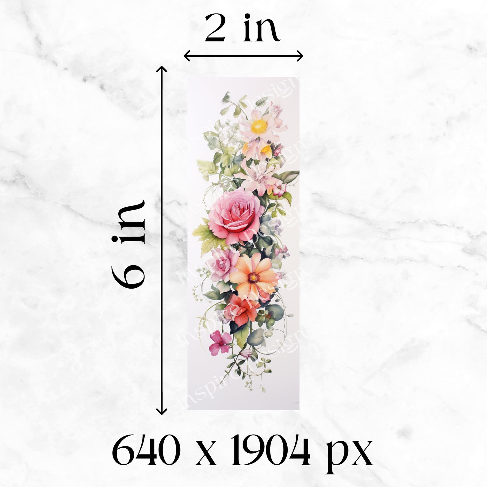 Watercolor Floral Printable Bookmarks, 8 Digital Designs, 2 X 6 Inch ...