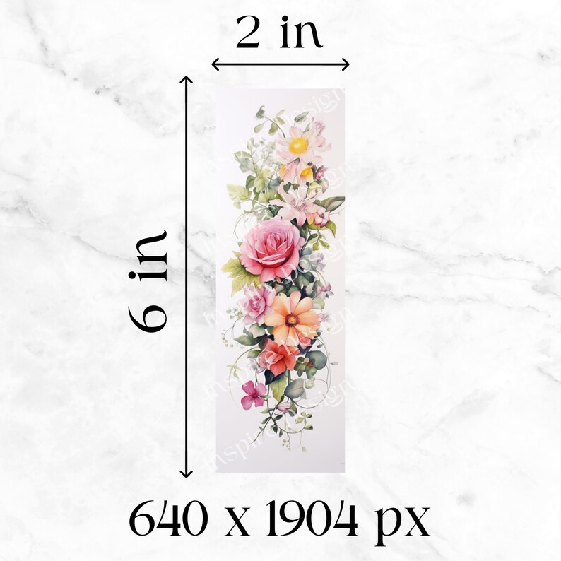 Watercolor Floral Printable Bookmarks, 8 Digital Designs, 2 X 6 Inch ...