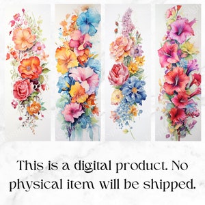 Watercolor Floral Printable Bookmarks, 8 Digital Designs, 2 X 6 Inch ...