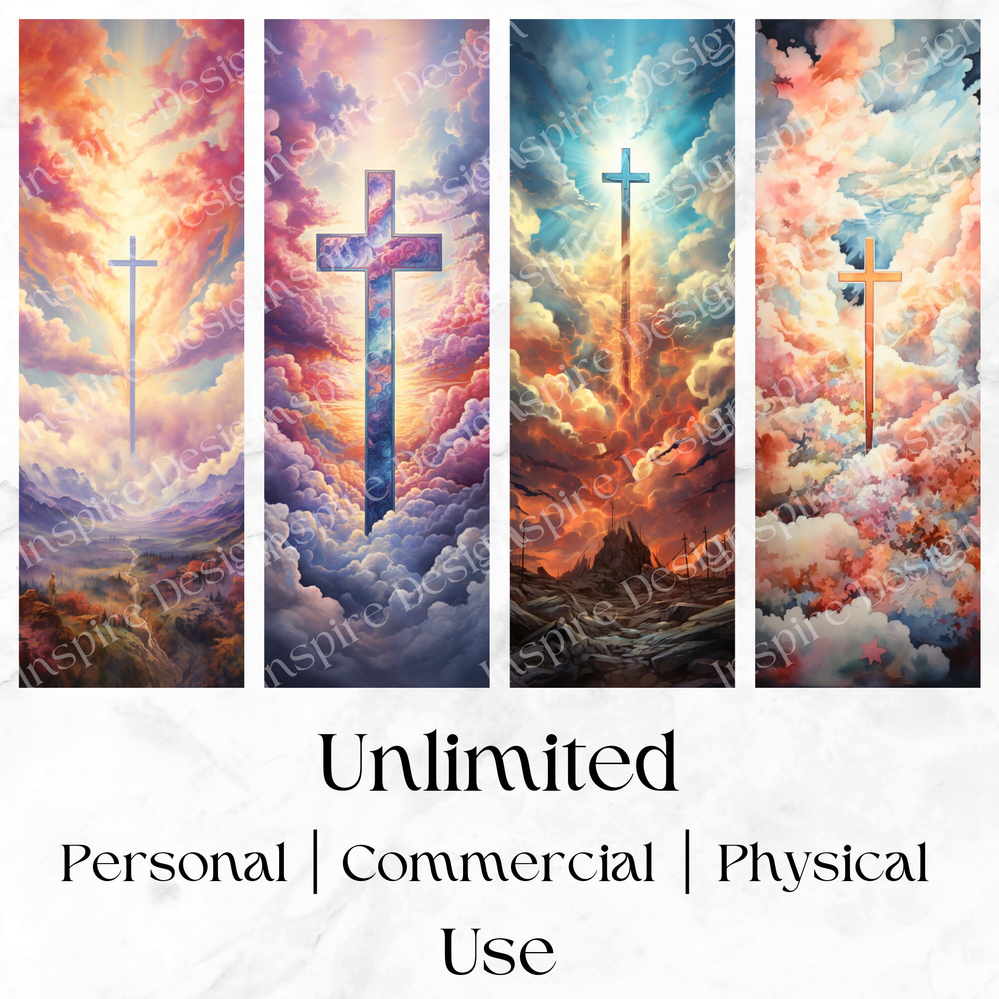 Cross Printable Bookmarks, 8 Digital Designs, 2 X 6 Inch, Separate PNG ...