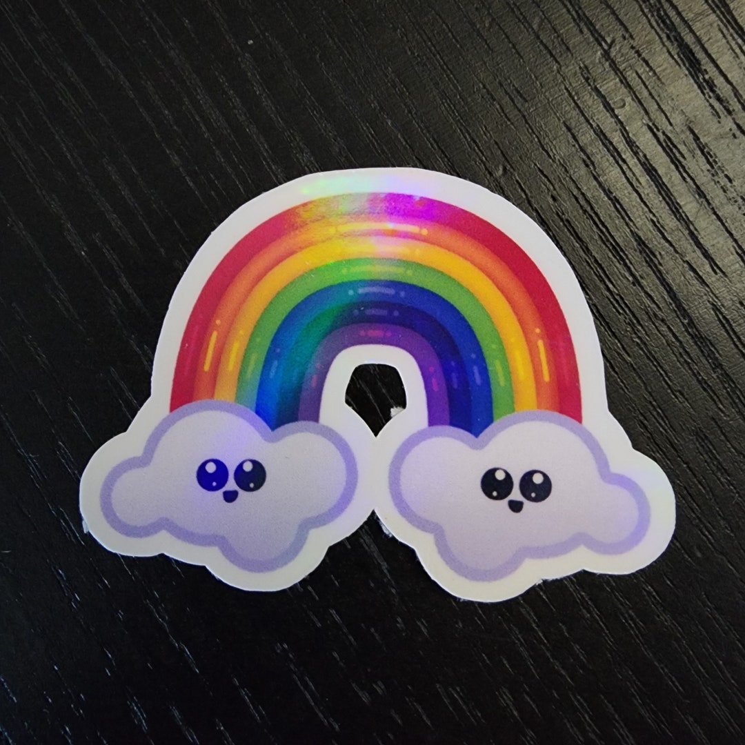 Die Cut Vinyl Stickers, Rainbow Holographic Sticker, Kawaii Aesthetic ...