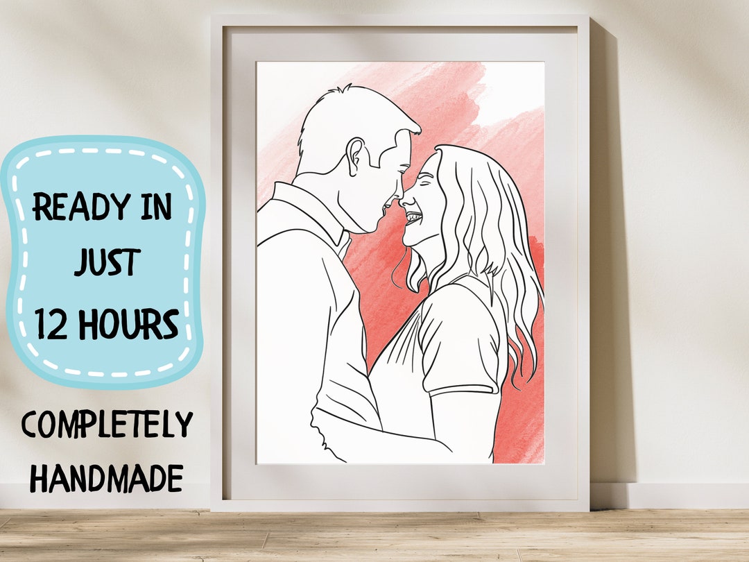 Personalized Drawing From Photo Line Art Gift for Him - Etsy