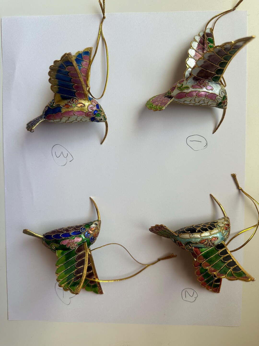 Baisheng Cloisonne Hummingbird Pendant - Decorative Colorful Ornament ...