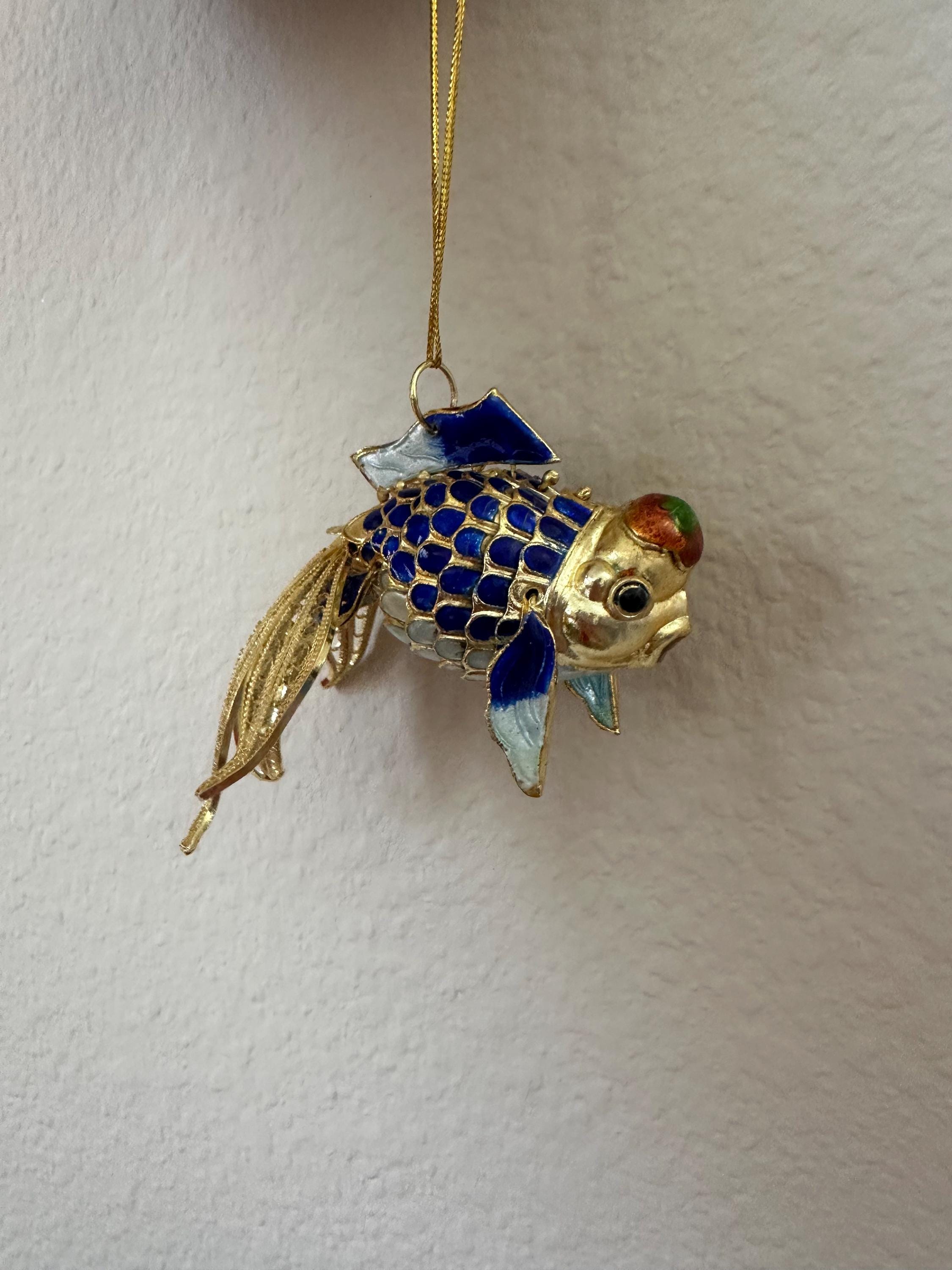 Baisheng Handmade Cloisonne Gold Color Filigree Tail Articulated Fish ...